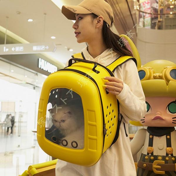 【発売日：2023年03月13日】ペットキャリーバッグ 猫キャリー 犬猫兼用 宇宙船カプセル型 犬リュックサック 旅行ペットバッグ 透明 顔出し 通気性 大容量 耐久性 安全性  ◆サイズ：38*27*45CM（推奨体重5kg以下）◆推薦ペ...