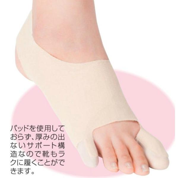 ◆二層生地が適切なテンションをかけ、拇指と小指を外側に引っ張ります。◆指股にパッドを挟まないので、靴を履いたままでも違和感はありません◆横アーチをサポート⇒足底圧の偏りを分散⇒足全体での歩行が可能◆適切な縦アーチ⇒足関節・膝・腰に対する衝撃...