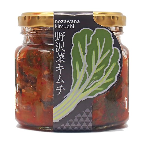 信州漬物定番の食材「野沢菜」を旨味たっぷりのキムチに仕上げました。魚介の風味とりんごの甘さを生かした、自社オリジナルの和風キムチベースが、シャキシャキの野沢菜に絡み合った自慢の一品です。〇名称：野沢菜キムチ（刻み）〇保存方法：常温〇内容量：...