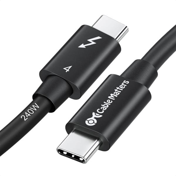 Intel Thunderbolt 認証取得Cable Matters Thunderbolt 4 ケーブル 0.3m 40 Gbps 8K【商品説明】・【Power Delivery 3.1 240W充電可能】この認証済みサンダーボルト4...