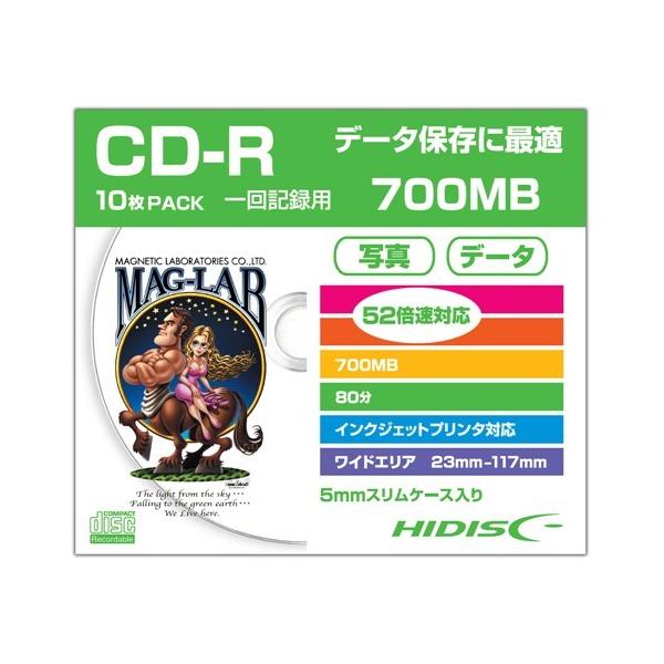HIDISC　HDCR80GP10SC　データ用CD-R　スリムケース入り10枚パック 120