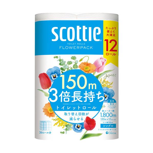 日本製紙クレシア スコッティ フラワーパック 3倍長持ち シングル 12ロール  861
