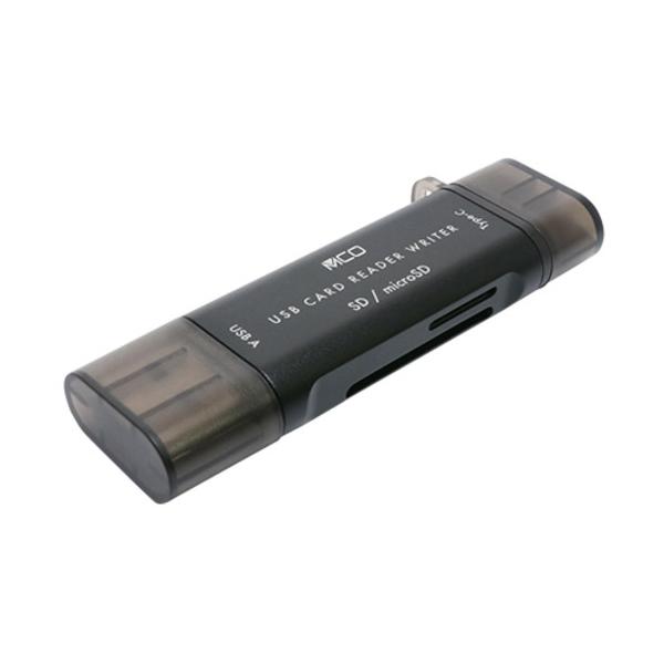 ミヨシ　USR-CSD4／BK　SDカードリーダ・ライタ　USB3.2Gen1対応　USB　Type-C・USB-A両対応　ブラック　USRCSD4／BK 135