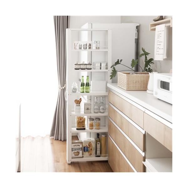 田窪工業所　キッチン収納　トールワゴンハイタイプ　幅10cm　ホワイト　10.7×57.7×165.2cm　NWH-100 446