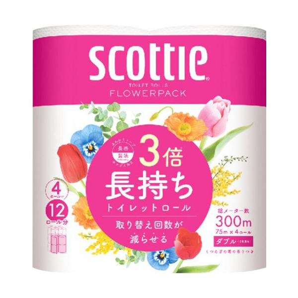 日本製紙クレシア　スコッティ　フラワーパック　3倍長持ち　75M　4ロール　ダブル 861