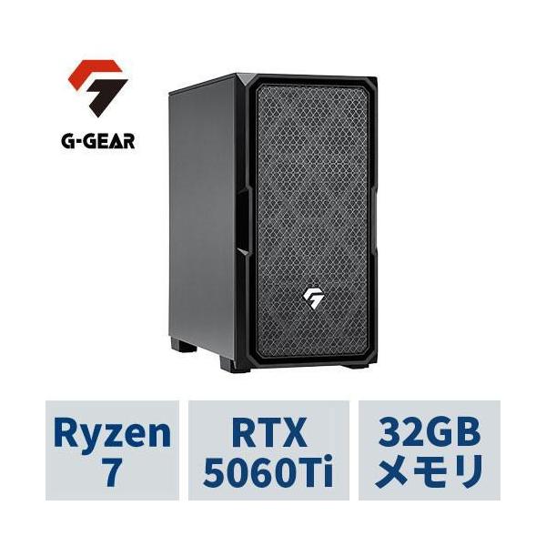 eX.computer イーエックスコンピュータ G-GEAR 即納モデル ゲーミングデスクトップPC　GeForce RTX 5060 Ti 搭載 ▼CPU名称：AMD Ryzen7 ▼CPU型番（周波数）：7700 ▼メモリ（標準）：3...