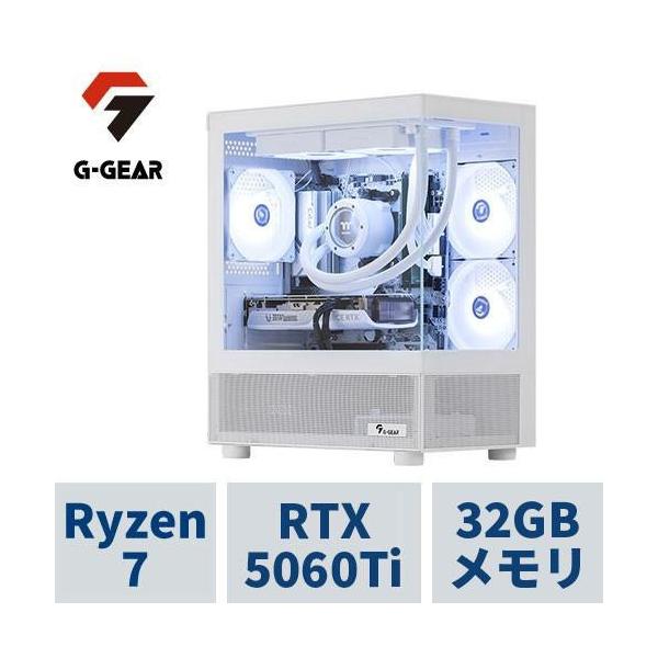 eX.computer イーエックスコンピュータ G-GEAR 即納モデル ゲーミングデスクトップPC　GeForce RTX 5060 Ti 搭載 ▼CPU名称：AMD Ryzen7 ▼CPU型番（周波数）：7700 ▼メモリ（種類）：D...