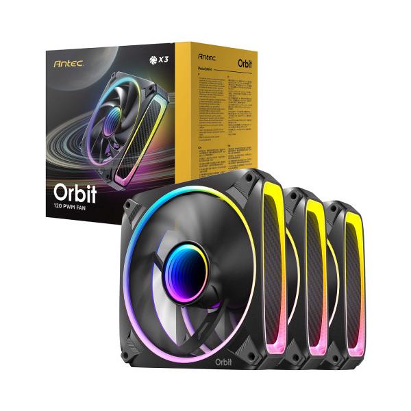 Antec アンテック デイジーチェーン対応 合わせ鏡とカーボンをイメージしたデュアルリングARGBファン 3個パック ▼サイズ：12cm ▼（最大）ファン回転数：2000rpm ▼LED：ARGB ▼フレームカラー：ブラック系 ▼接続方式...