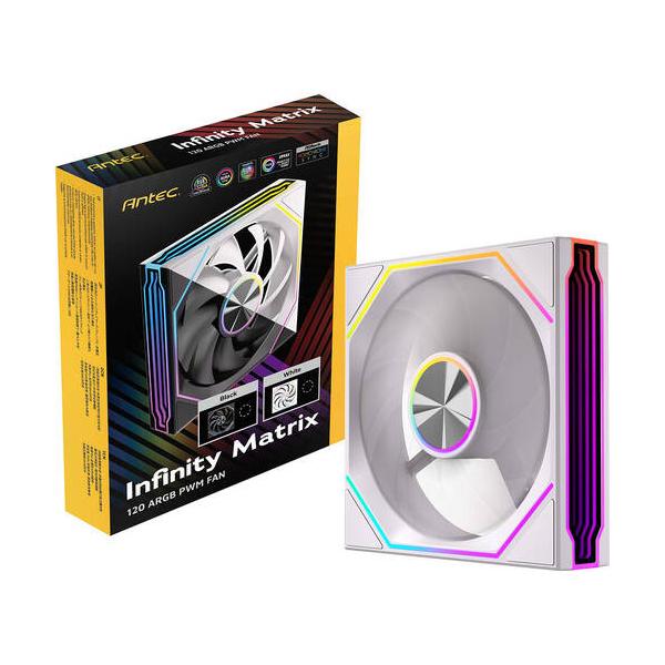 Antec アンテック インフィニティミラーデザイン 120 mm ARGBファン ▼サイズ：12cm ▼（最大）ファン回転数：1800rpm ▼LED：ARGB ▼フレームカラー：ホワイト ▼接続方式：4pin (PWMファン) ▼回転の...