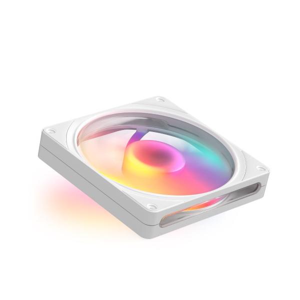 NZXT エヌズィーエックスティー 25mm厚 140mm角PWMファン ▼サイズ：14cm ▼（最大）ファン回転数：2000rpm ▼LED：RGB ▼フレームカラー：ホワイト ▼接続方式：4pin (PWMファン) ▼回転の向き：通常