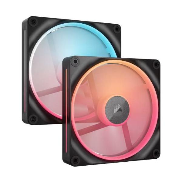 CORSAIR コルセア 外周と軸受け部分にLED搭載 リバースローター設計 25mm厚 140mm角ファン　スターターキット2個+システムハブパック ▼サイズ：14cm ▼（最大）ファン回転数：2000rpm ▼LED：ARGB ▼フレー...