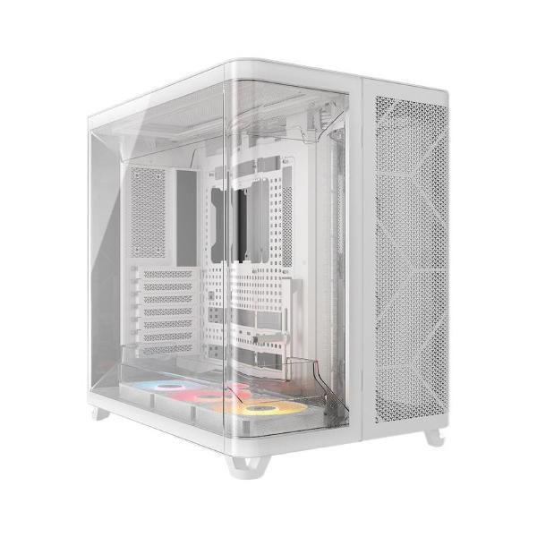 CORSAIR コルセア ピラーレス BTFマザーボード対応 冷却効率を最大化するトリプルチャンバー機構 E-ATX対応PCケース ▼カラー：ホワイト ▼ピラーレス：対応 ▼サイドパネル：ガラス ▼背面コネクタ：対応 ▼対応マザー形式：E-...