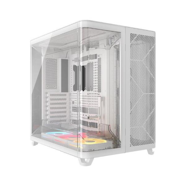CORSAIR コルセア ピラーレス BTFマザーボード対応 冷却効率を最大化するトリプルチャンバー構造 E-ATX対応PCケース ▼カラー：ホワイト ▼ピラーレス：対応 ▼サイドパネル：ガラス ▼背面コネクタ：対応 ▼対応マザー形式：E-...