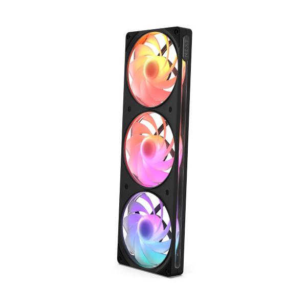 NZXT エヌズィーエックスティー 25mm厚 360mm角PWMファン ▼サイズ：36cm ▼（最大）ファン回転数：2200rpm ▼LED：RGB ▼フレームカラー：ブラック系 ▼回転の向き：リバース