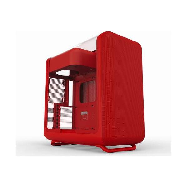 HYTE 曲面強化ガラス搭載 ラウンドデザインE-ATX対応PCケース ▼カラー：レッド系 ▼サイドパネル：ガラス ▼対応マザー形式：E-ATX、ATX 、Micro ATX、Mini-ITX ▼重量：11.7kg ▼5インチベイ：0 ▼内...