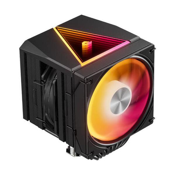 upHere　アップヒア 120mm ARGBデュアルファンサイドフロー空冷CPUクーラー ▼対応ソケット intel：1851/1700 ▼対応ソケット AMD：AM5/AM4 ▼エアフロー：サイドフロー ▼色：ブラック系 ▼LED：ARGB