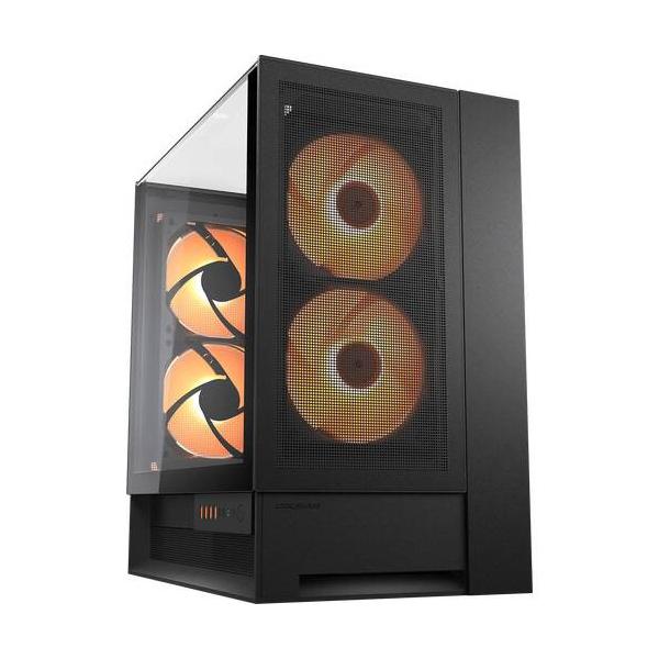 COUGAR クーガー 設置方向を選ばない 160mmファン4基を標準搭載 強力エアフロー型ピラーレスデザインPCケース ▼カラー：ブラック系 ▼サイドパネル：ガラス ▼背面コネクタ：対応 ▼対応マザー形式：ATX 、Micro ATX 、...