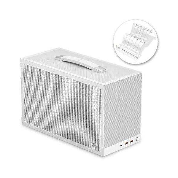 CPS ハンドル付き 4面メッシュ Mini-ITX対応 PCケース ▼カラー：ホワイト ▼サイドパネル：メッシュ ▼対応マザー形式：Mini-ITX ▼重量：2.8kg ▼5インチベイ：0 ▼USB3.0コネクタ数：2 ▼USB-Cコネク...