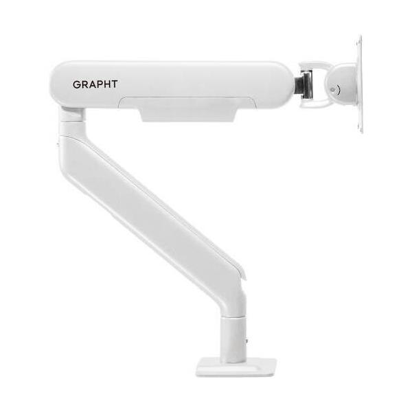 GRAPHT 空気のように軽く デスク環境を支える高耐久アーム ▼VESA：75×75/100×100 ▼パン：○ ▼チルト：○ ▼クランプ：○ ▼グロメット：○ ▼台数：1台用