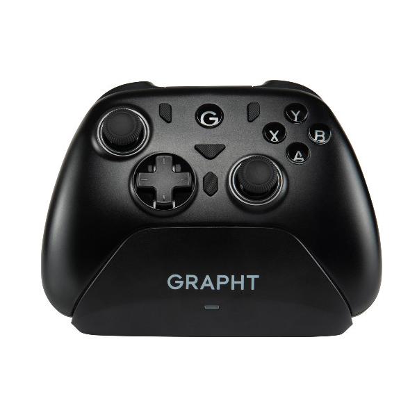 GRAPHT スティック・十字キーの交換や背面ボタンの割り当てによる、クイックカスタム可能なゲームパッド ▼接続：USB / Bluetooth ▼幅：154mm ▼奥行：59mm ▼高さ：111mm