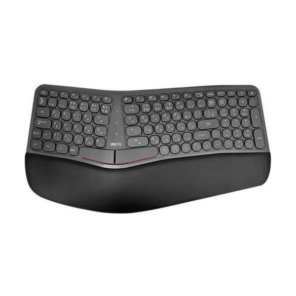 UniQ ユニーク 2.4GHz無線 エルゴノミクスキーボード ▼無線接続方式：USB ▼言語：日本語(JP) ▼キーレイアウト：フルキー ▼キースイッチ：メンブレン ▼バックライト：RGB ▼カラー：黒系 ▼Windows対応：○ ▼幅：...