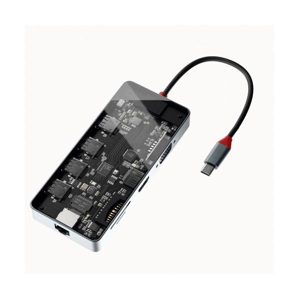 AREA エアリア 本体天板部が透明素材　マルチアダプター ▼コネクタ形状1：USB-Cコネクタオス