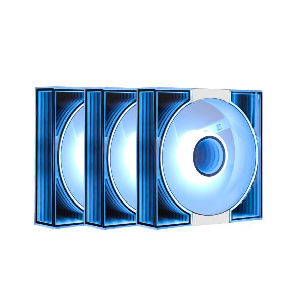 darkFlash 28mm厚　ファンブレードやブレードの中心も発光 インフィニティミラー  120mm角ファン 3個パック ▼サイズ：12cm ▼（最大）ファン回転数：1600rpm ▼LED：ARGB ▼フレームカラー：ホワイト ▼接続...