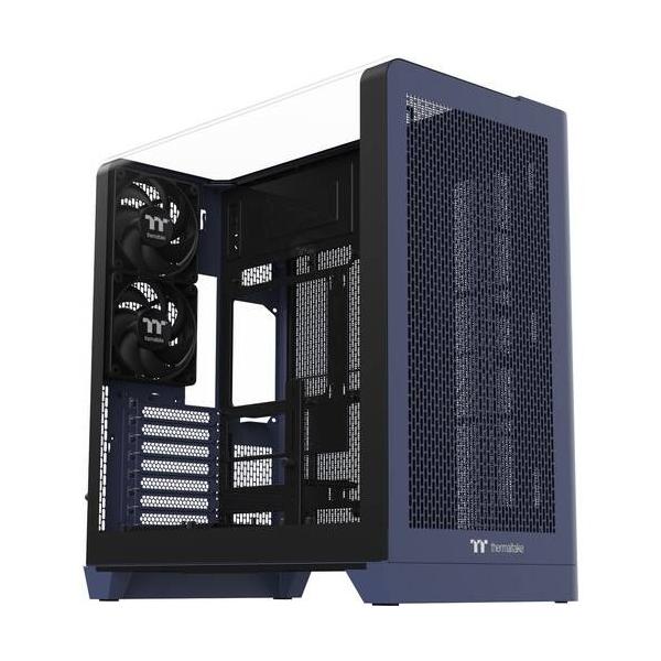 Thermaltake サーマルテイク 4mm厚の湾曲強化ガラス採用　背面コネクタ対応　デュアルチャンバー構造　ピラーレスタイプのPCケース ▼カラー：ブルー系 ▼ピラーレス：対応 ▼サイドパネル：ガラス ▼背面コネクタ：対応 ▼対応マザー...