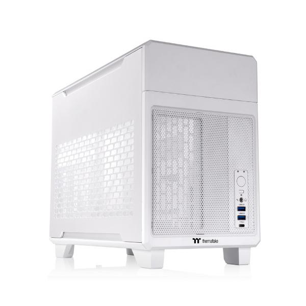 Thermaltake サーマルテイク デュアルチャンバーデザイン Mini-ITX対応PCケース ▼カラー：ホワイト ▼サイドパネル：メッシュ ▼対応マザー形式：Mini-ITX ▼USB3.0コネクタ数：2 ▼USB-Cコネクタ数：1 ...