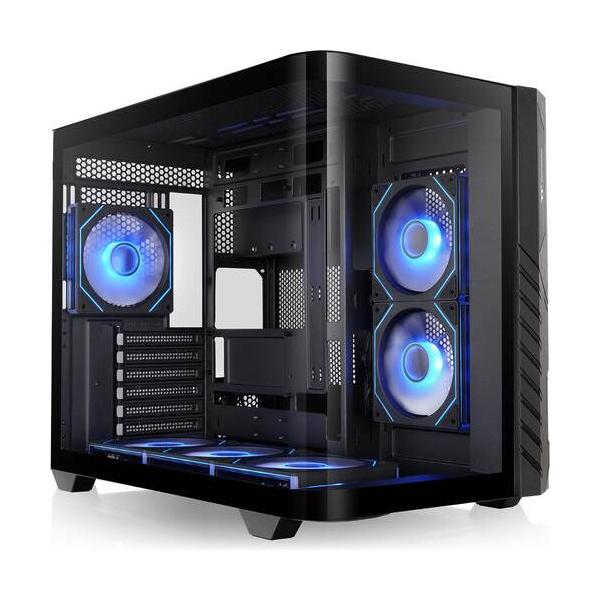 Thermaltake サーマルテイク 背面コネクタ対応 湾曲ガラス採用 ピラーレスミドルタワーケース ▼カラー：ブラック系 ▼ピラーレス：対応 ▼サイドパネル：ガラス ▼背面コネクタ：対応 ▼対応マザー形式：ATX 、Micro ATX ...
