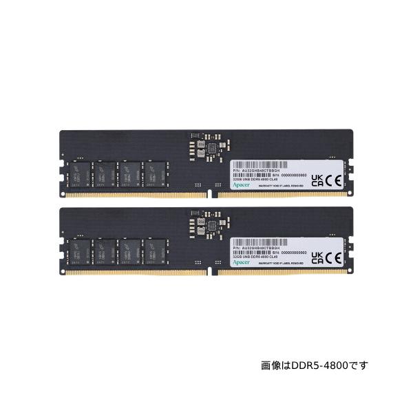 Apacer DDR5-5600 32GB(16GBx2枚組) CL46 ▼対応：DDR5-5600 (PC5-44800) ▼容量：32GB（16GB×2枚組） ▼ピン数：288ピン ▼CL：46 ▼動作電圧：1.1V ▼ECC：非対応 ...