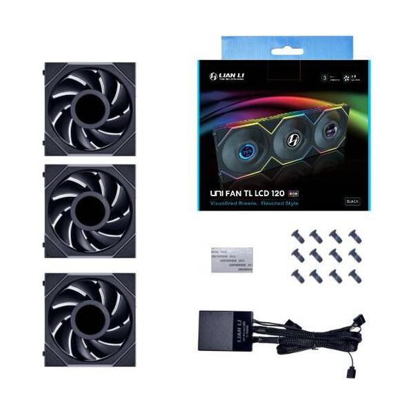 Lian Li リアンリー 軸部分に1.6インチの円型液晶画面を搭載　120x124mmファン　3個入り ▼サイズ：12cm ▼（最大）ファン回転数：1900rpm ▼LED：ARGB ▼フレームカラー：ブラック系 ▼接続方式：4pin (...