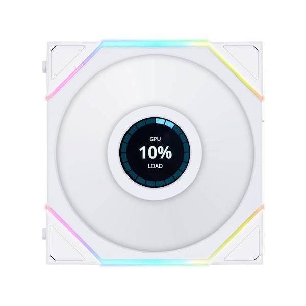 Lian Li リアンリー LCDディスプレイ搭載 ケーブルマネジメントが容易なワイヤレス機能 28mm厚 120mm角ファン 1個パック ▼サイズ：12cm ▼（最大）ファン回転数：1900rpm ▼LED：ARGB ▼フレームカラー：ホ...