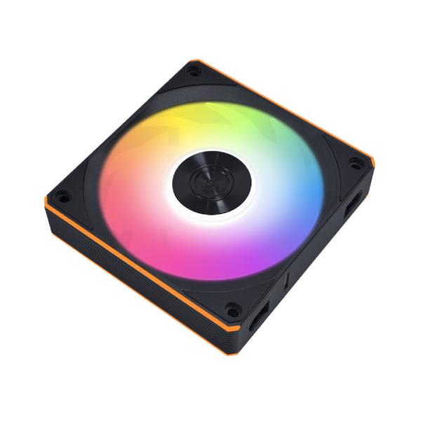 Lian Li リアンリー 28mm厚　プッシュトゥコネクタ接続　120mm角ファン リバースモデル　1個入り ▼サイズ：12cm ▼（最大）ファン回転数：2100rpm ▼LED：ARGB ▼フレームカラー：ブラック系 ▼接続方式：4pi...