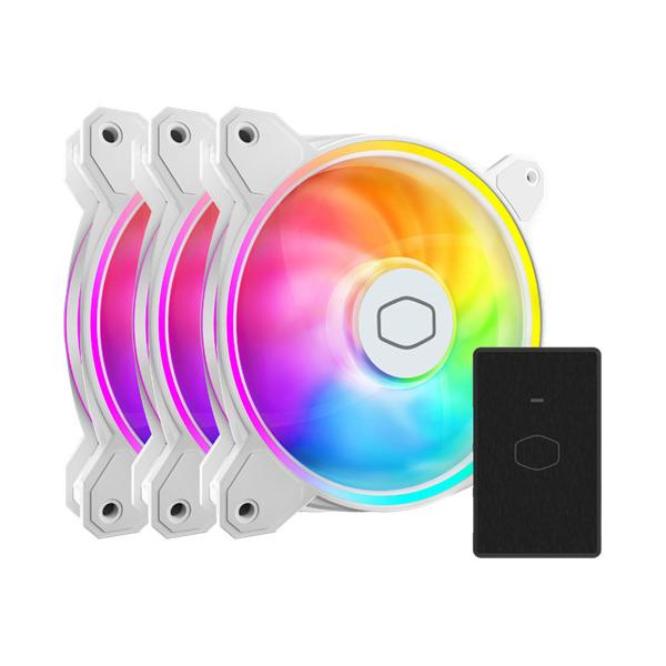 CoolerMaster クーラーマスター デュアルループLED搭載 ファン3個＋ARGBコントローラー セット ▼サイズ：12cm ▼（最大）ファン回転数：2050rpm ▼LED：ARGB ▼フレームカラー：ホワイト ▼接続方式：4pi...