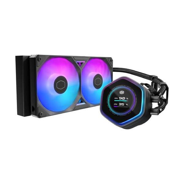 CoolerMaster クーラーマスター 240mmラジエーター搭載 一体型水冷クーラー　LCDモデル ▼対応ソケット intel：1851/1700 ▼対応ソケット AMD：AM5/AM4 ▼ファンサイズ：120mm×2 （240mm）...