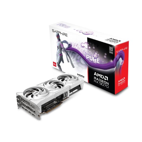 SAPPHIRE 3スロット占有　Radeon RX 9070搭載　グラフィックボード ▼ビデオチップ：Radeon RX 9070 ▼コアクロック：2700MHz ▼搭載メモリ：16GB GDDR6