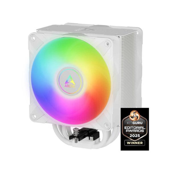 Arctic アルミトッププレートによる高級仕上げ サイドフロー空冷CPUクーラー ▼対応ソケット intel：1851/1700 ▼対応ソケット AMD：AM5/AM4 ▼エアフロー：サイドフロー ▼色：ホワイト ▼LED：ARGB