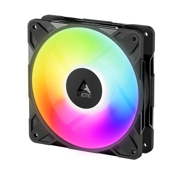Arctic 27mm厚 最大3000rpm リバース回転モデル 120mm角ファン ▼サイズ：12cm ▼（最大）ファン回転数：3000rpm ▼LED：ARGB ▼フレームカラー：ブラック系 ▼接続方式：4pin (PWMファン) ▼回...