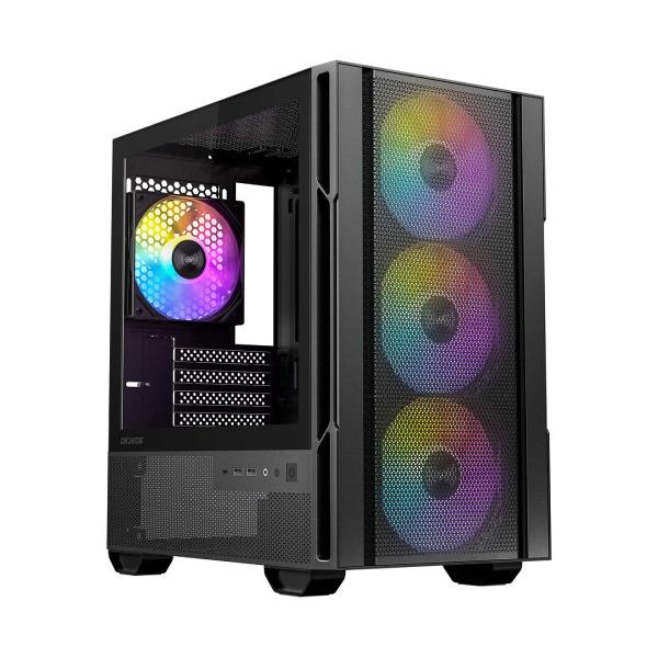 Okinos フロントにメッシュパネルを搭載　MicroATX対応　ミドルタワーPCケース ▼カラー：ブラック系 ▼サイドパネル：ガラス ▼対応マザー形式：Micro ATX 、Mini-ITX ▼重量：4.4kg ▼5インチベイ：0 ▼内...