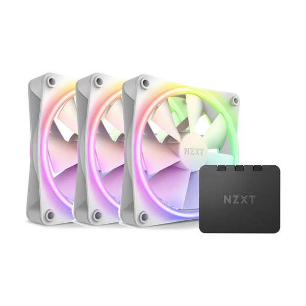 NZXT エヌズィーエックスティー 120mmファン　3個パック ▼サイズ：12cm ▼（最大）ファン回転数：1800rpm ▼LED：RGB ▼フレームカラー：ホワイト ▼接続方式：4pin (PWMファン)