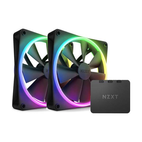 NZXT エヌズィーエックスティー 140mmファン　2個パック ▼サイズ：14cm ▼（最大）ファン回転数：1800rpm ▼LED：RGB ▼フレームカラー：ブラック系 ▼接続方式：4pin (PWMファン)