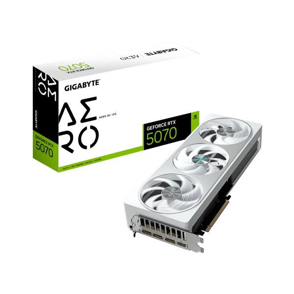 GIGABYTE ギガバイト 2.7スロット占有　GeForce RTX 5070搭載　グラフィックボード ▼ビデオチップ：GeForce RTX 5070 ▼コアクロック：2625MHz ▼搭載メモリ：12GB GDDR7