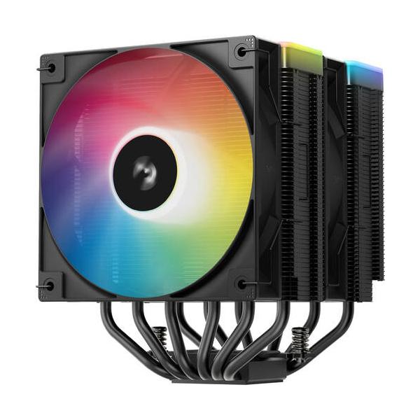 DEEPCOOL 120mm ARGBファン搭載　デュアルタワーCPUクーラー ▼対応ソケット intel：1851/1700 ▼対応ソケット AMD：AM5/AM4 ▼エアフロー：サイドフロー ▼色：ブラック系 ▼LED：ARGB
