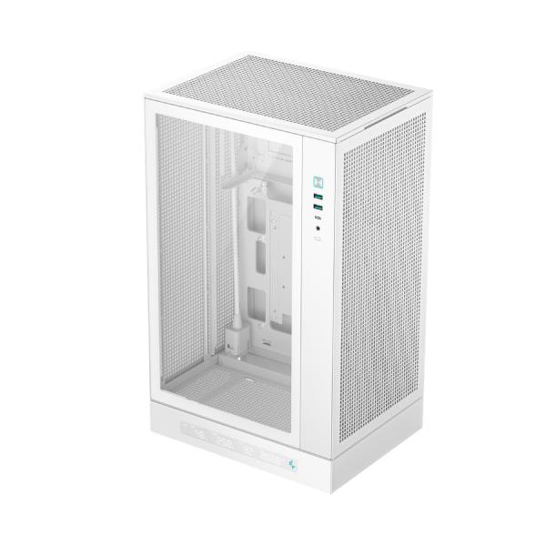 DEEPCOOL 強化ガラスパネル+高エアフローメッシュデザイン　デジタルパネル搭載　MicroATX対応 PCケース ▼カラー：ホワイト ▼サイドパネル：ガラス ▼背面コネクタ：対応 ▼対応マザー形式：Micro ATX 、Mini-IT...