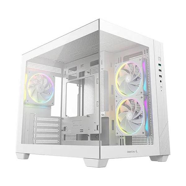 DEEPCOOL デュアルチャンバー設計のピラーレス小型PCケース ▼カラー：ホワイト ▼ピラーレス：対応 ▼サイドパネル：ガラス ▼背面コネクタ：対応 ▼対応マザー形式：Micro ATX 、Mini-ITX ▼重量：5.5kg ▼内部3...