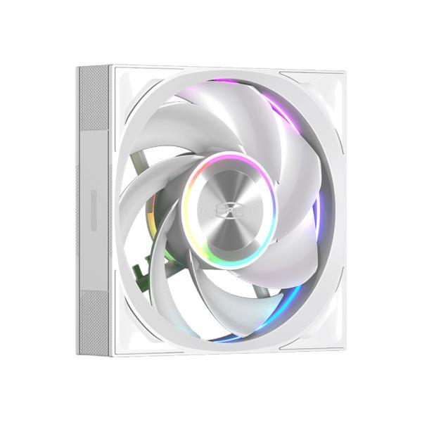 CPS 28mm厚 3つのモードを備えたスピードコントロール 120mm角ファン リバースモデル ▼サイズ：12cm ▼（最大）ファン回転数：3000rpm ▼LED：ARGB ▼フレームカラー：ホワイト ▼接続方式：4pin (PWMファン)