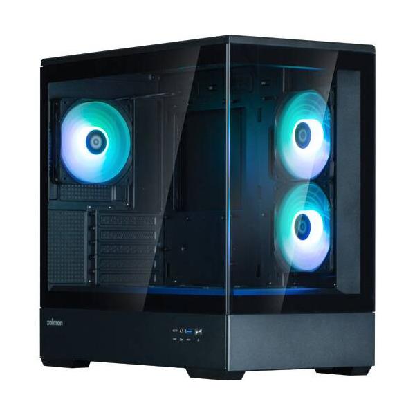 ZALMAN ザルマン ミニタワー型ピラーレスPCケース　ARGB対応PWMファン、GPUブラケット付属 ▼カラー：ブラック系 ▼ピラーレス：対応 ▼サイドパネル：ガラス ▼対応マザー形式：Micro ATX 、Mini-ITX ▼重量：8...