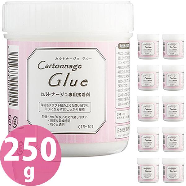 サイズ: 250ml×10セット素材: 酢酸ビニル樹脂38%、水62%、酢酸ビニルモノマー0.3%以下カルトナージュ専用接着剤です。伸びがよく、厚紙も薄い紙もシワにならずしっかり接着できます。今、流行のカルトナージュアイテム。