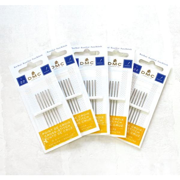 DMC刺繍用針は針先が丸まっているので、キャンバス地の穴や布地の折り目に引っかかることなくスムーズに刺繍ができます。普通の縫い針よりも針穴が大きく糸が通しやすいようになっています。■サイズ：1…22号 / 2…24号/ 3…26号■入数：6...